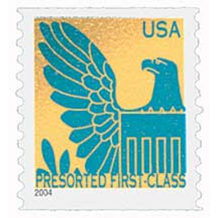 United States of America 2004 25c Prussian Blue Eagle With Gold Backgr ...